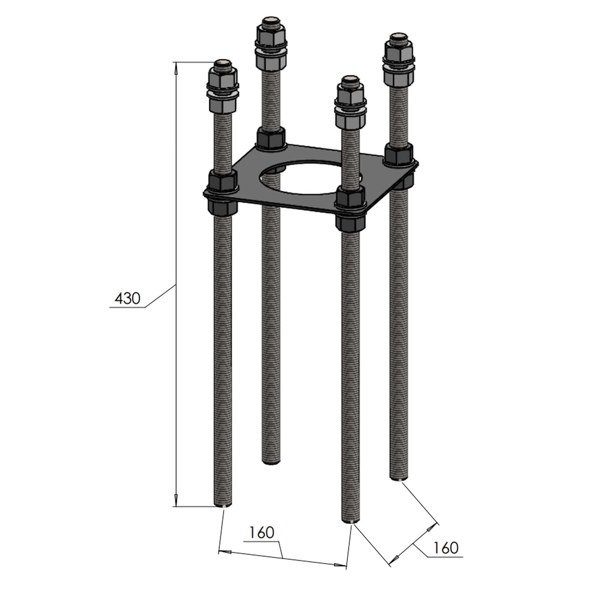 Anchoring frame c/c 160 mm - Foundation for casting to concrete - VIK ...