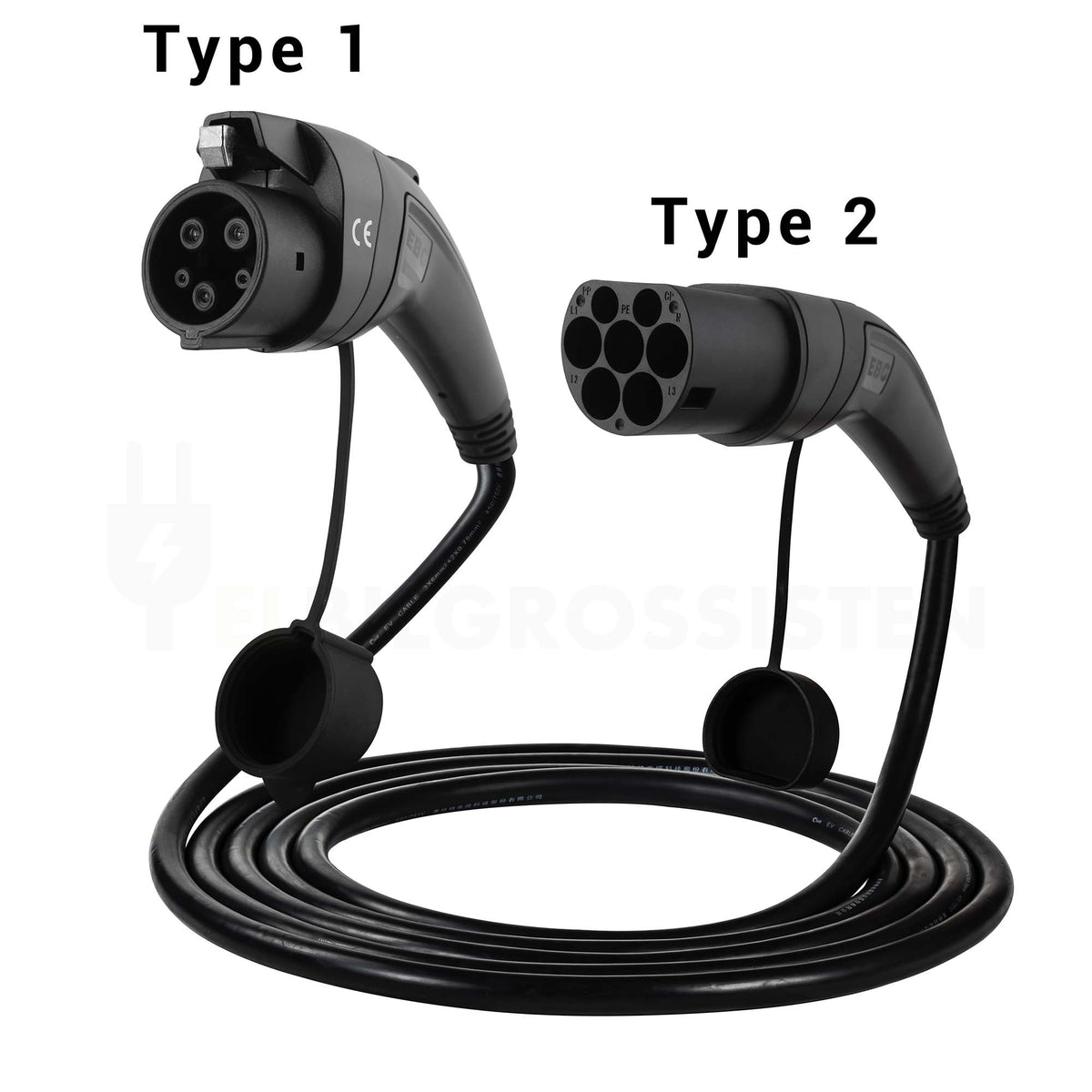 EBG - Type 2 to type 1 charging cable - 32A - 1-phase - Electric car ...
