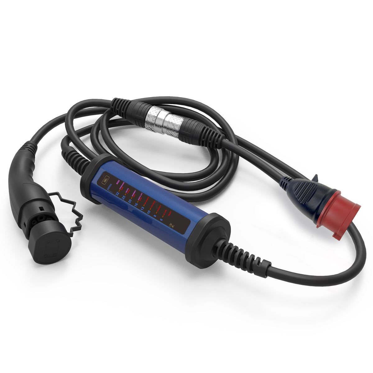 SPARK Red 16 PRO — Rød CEE til type 2 — justerbar ladekabel 6A til 32A ...