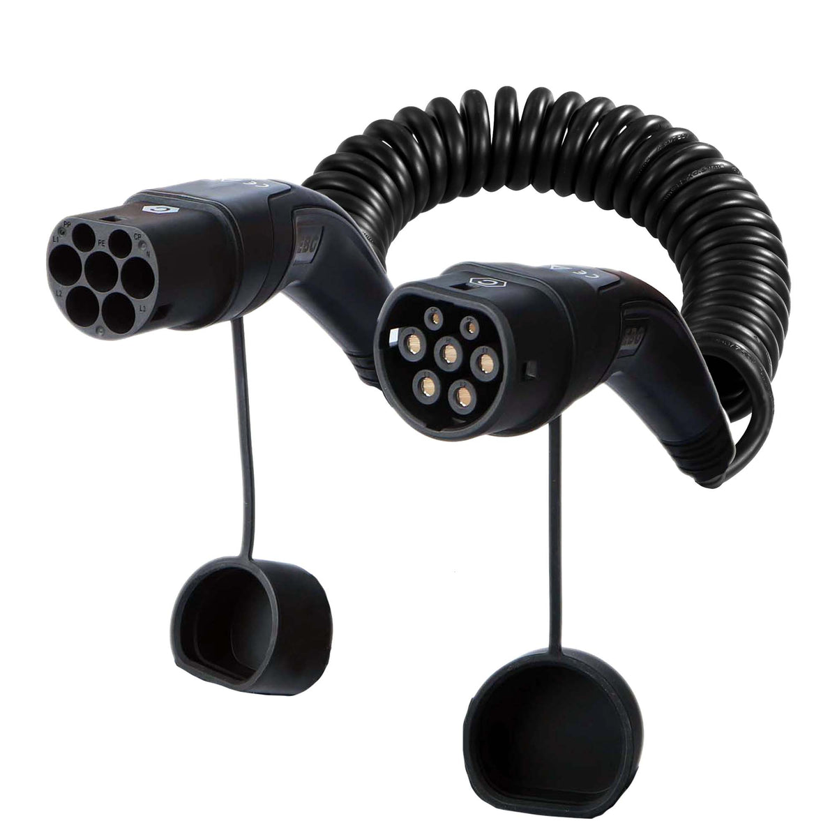 Mode 3 ladekabel - Type 2 til type 2 spiralkabel - 32A - 3-fas ...